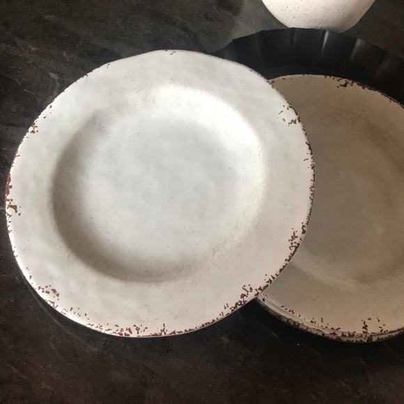 Kitchen | Farmhouse Milky White Distressed Plates | Poshmark